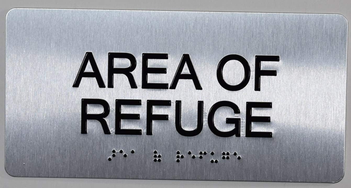Area of Refugee Sign Silver-Tactile Touch Braille Sign (Aluminum ...