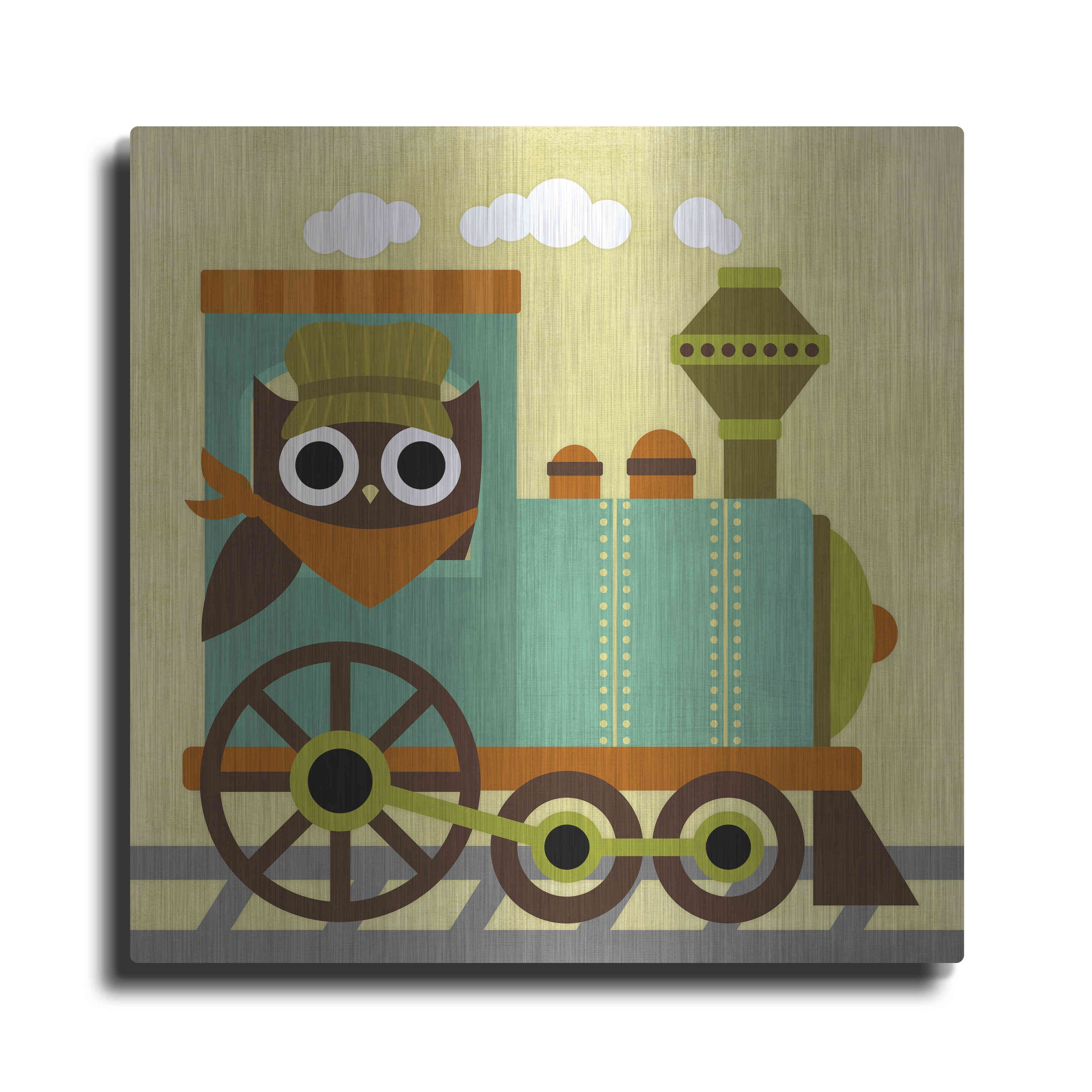 Luxe Metal Art 'Owl Train Conductor' by Nancy Lee, Metal Wall Art, 12 ...