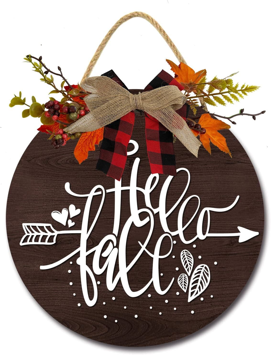 Eveokoki 11" Hello Fall Sign,Hello Door Sign,Hello Fall Decor Sign ...