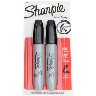 Sharpie Permanent Markers, Chisel Tip, Black, 2 Count - Walmart.com