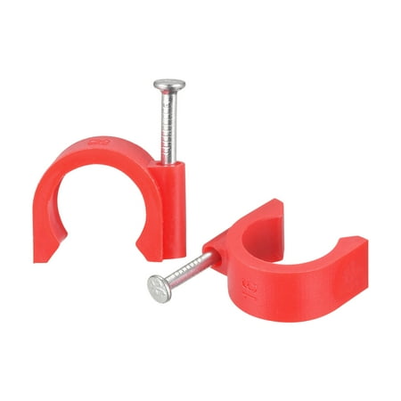 Uxcell 20mm Dia PVC Red Round Cable Clips with Steel Nail 80 Pack ...
