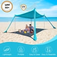 Beach Tent 10 x 10 FT Outdoor Shade Canopy with UPF 50 Sun Protection 4 ...