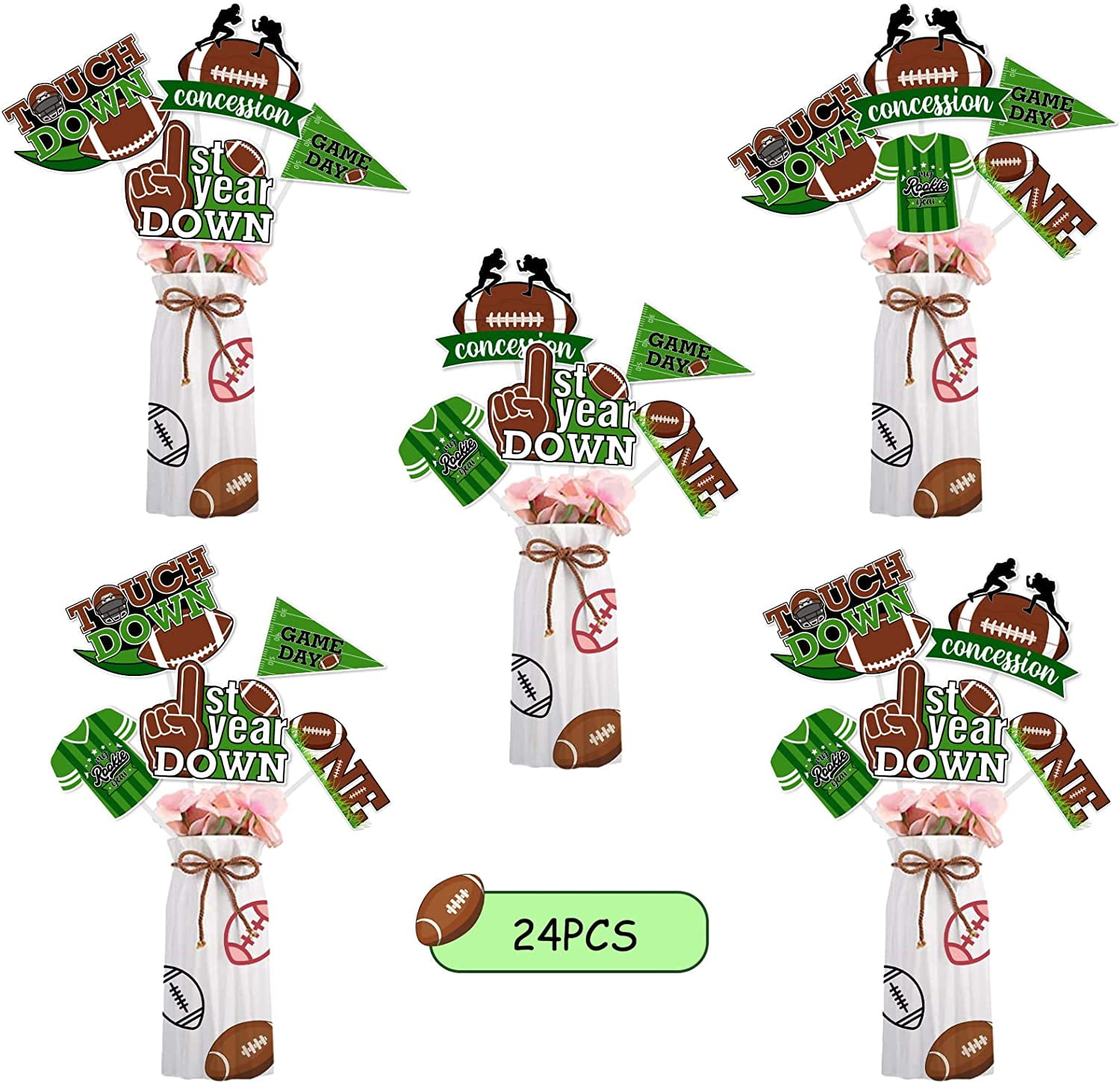 Football 1st Birthday Party Decorations for Boys, 24pcs Football Theme ...