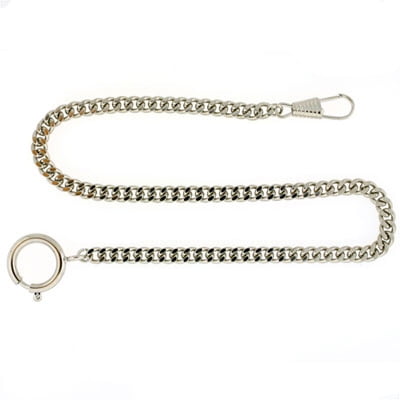 Pocket Watch Fob Chain Link Design Silver-Tone Spring Spring Clip End ...