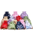 10 Pcs Flower Embroidery Wedding Gift Bags New Year Traditional Brocade ...