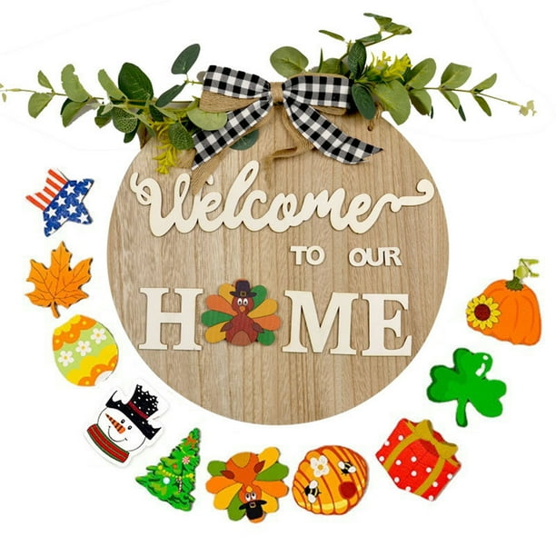 Easter Interchangeable Welcome Sign for Front Door with 9 Changeable ...