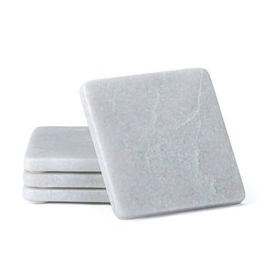 Thirstystone 4-Pack Round Natural White Marble Textured Coasters 4 ...