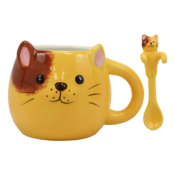 Whimsical Orange Cat Ceramic Coffee Cappuccino Latte Tea Cup Mug With ...
