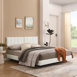 SWQQWEI Floating Platform Queen Bed Frame with Wall Mounted Headboard ...