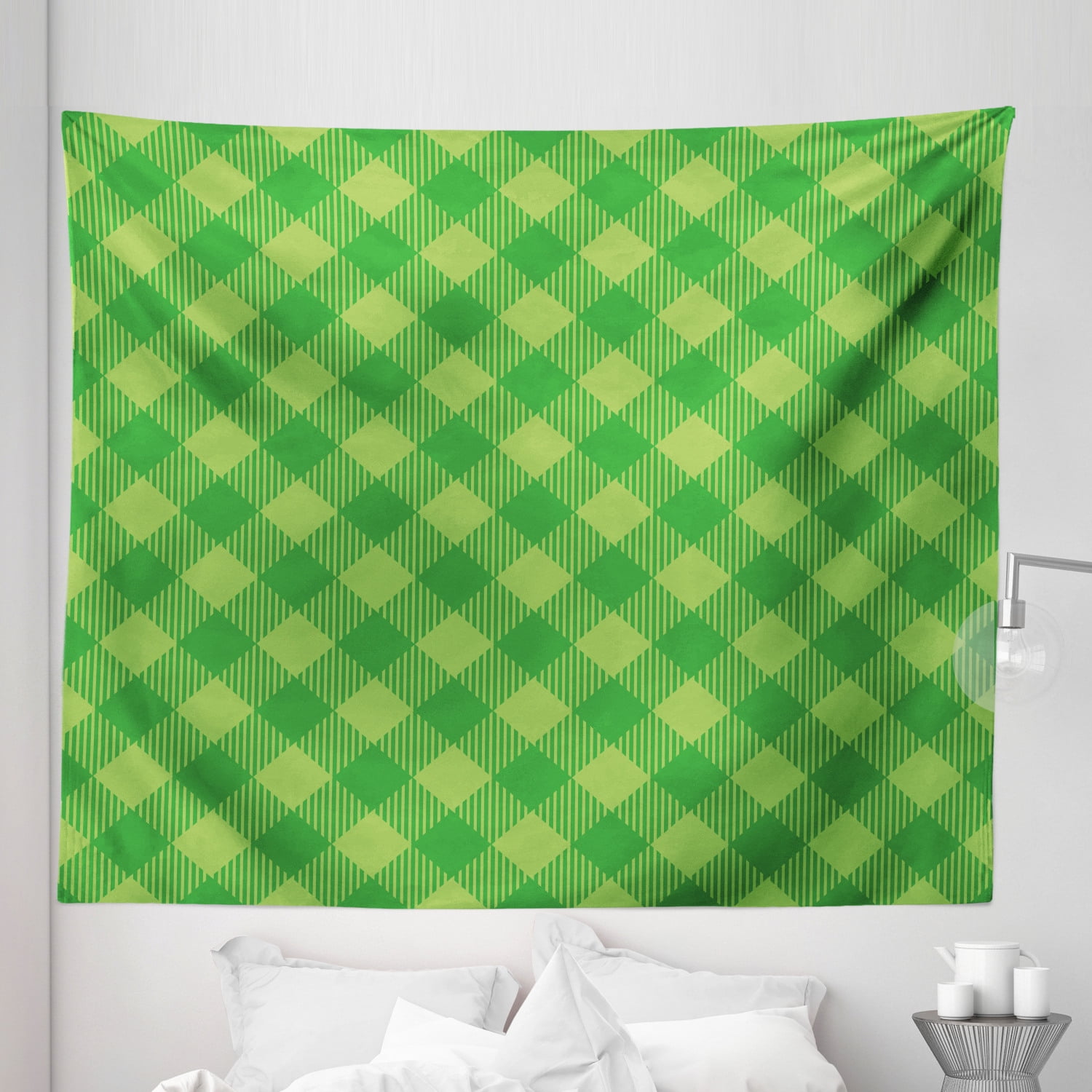 Irish Tapestry, Retro Pattern in Vivid Green Cultural Checkered ...