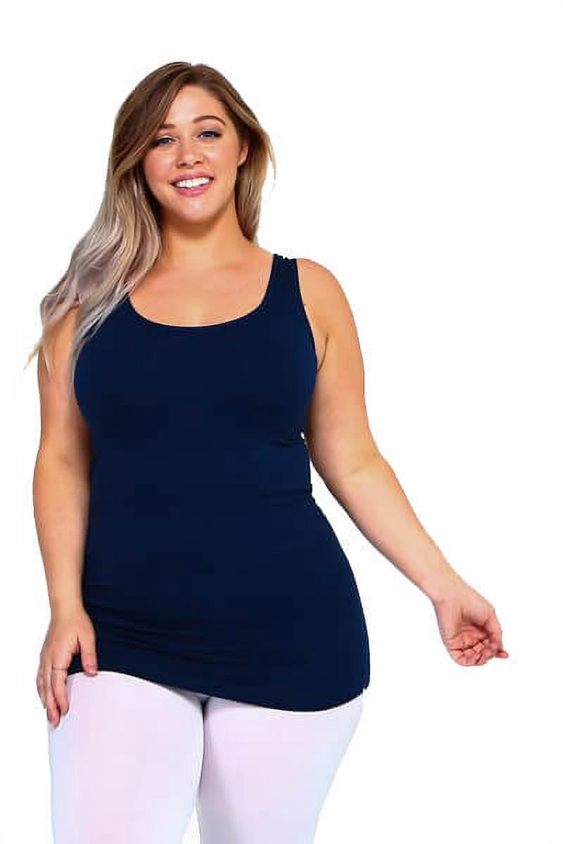 Women's Sleeveless Seamless Tank Top Plus Size - Navy - Walmart.com