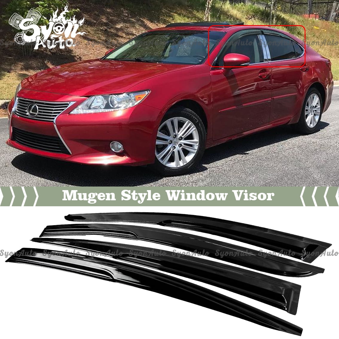 2013-2018 Lexus ES350 ES300h JDM 3D Wavy Mugen Style Rain Guard Window ...