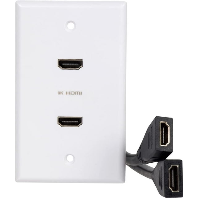 Buyer’s Point 2 Port 8K HDMI Wall Plate 8K 60Hz and 4K 120Hz (White Kit ...