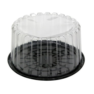 Pactiv PWP APET Plastic Cake Container Black/Clear, 7.75" Diameter ...