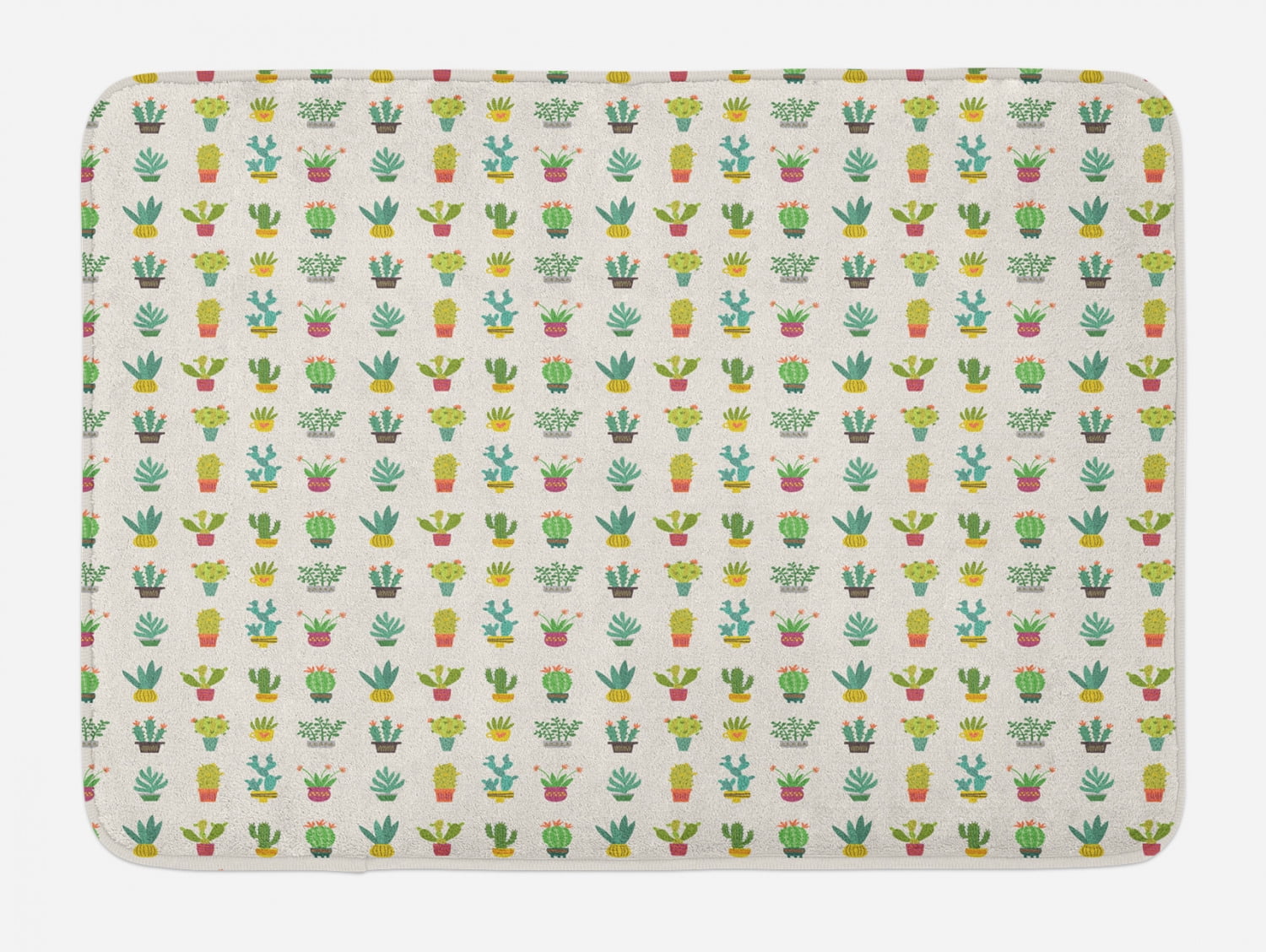 Cactus Bath Mat, Repetitive Cacti in Pots Monstera Plants on Pastel ...