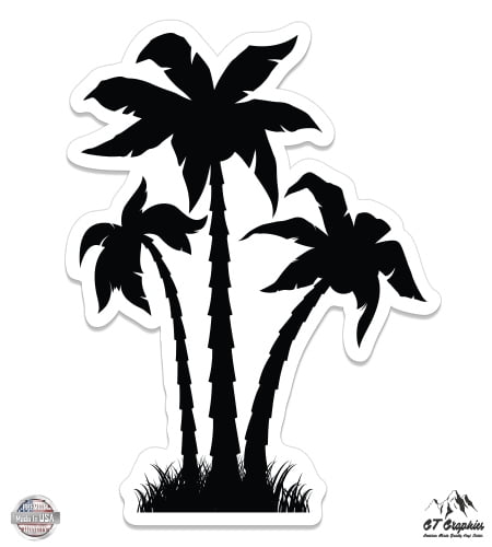Palm Trees Black Cute - 3" Vinyl Sticker - For Car Laptop I-Pad Phone ...