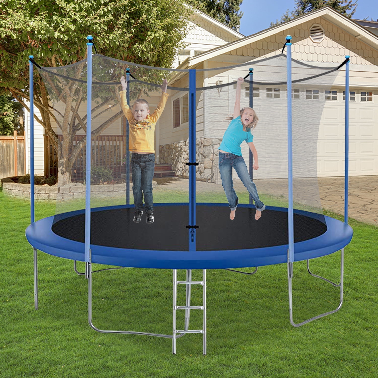 NiamVelo 12 ft Trampoline with Enclosure Net Outdoor Jump Rectangle ...