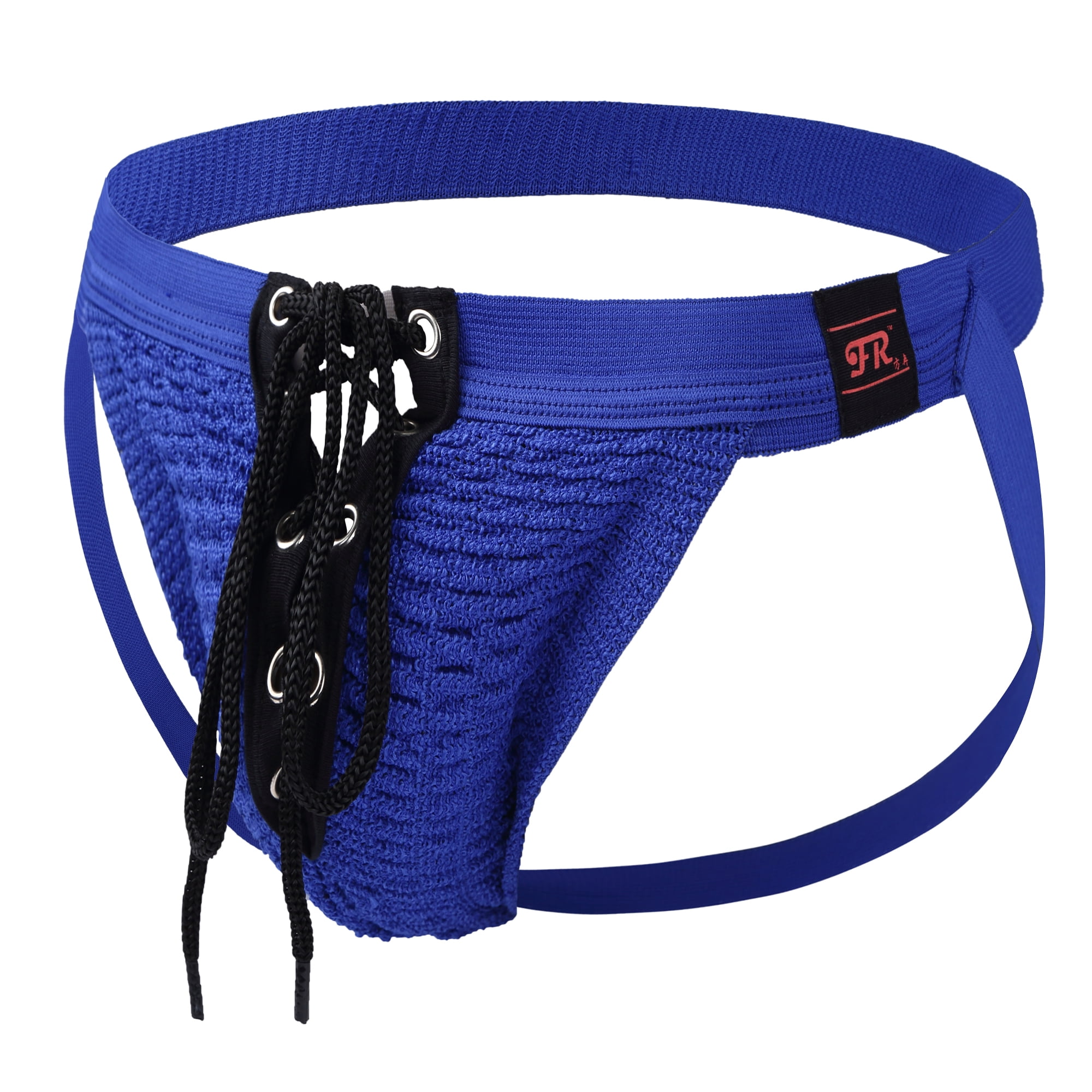 Mizok Mens Jockstraps Sexy Briefs Comfort Breathable Underwear Blue L