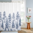 Bathroom Shower Curtain Blue Pine Tree Forest on White Waterproof ...