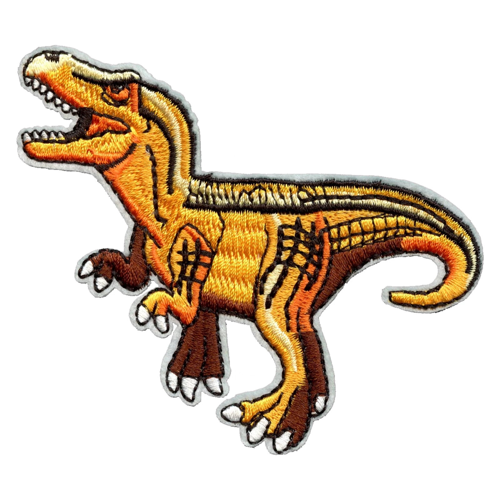 T-Rex Orange And Brown Dinosaur Embroidered Iron On Patch - Walmart.com