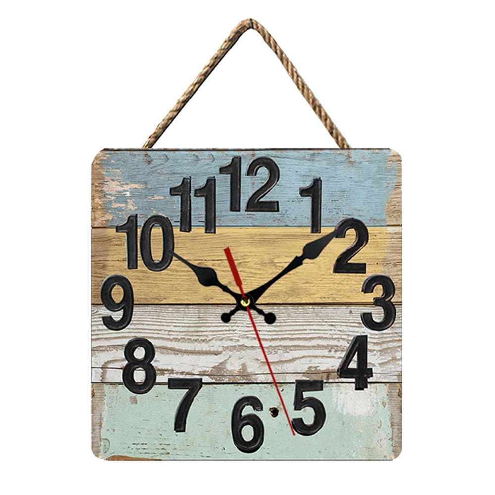 Large Farmhouse Wall Clock Distressed Wooden Clocks for Wall Art Decor ...