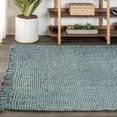 Pata Hand Woven Chunky Jute with Fringe Light Blue/Gray 5 ft. x 8 ft ...