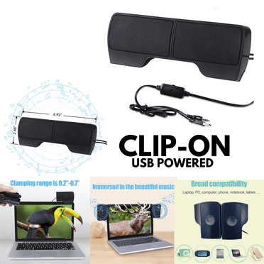 Mini Clip On Laptop Notebook PC Speakers USB Powered Wired Stereo ...