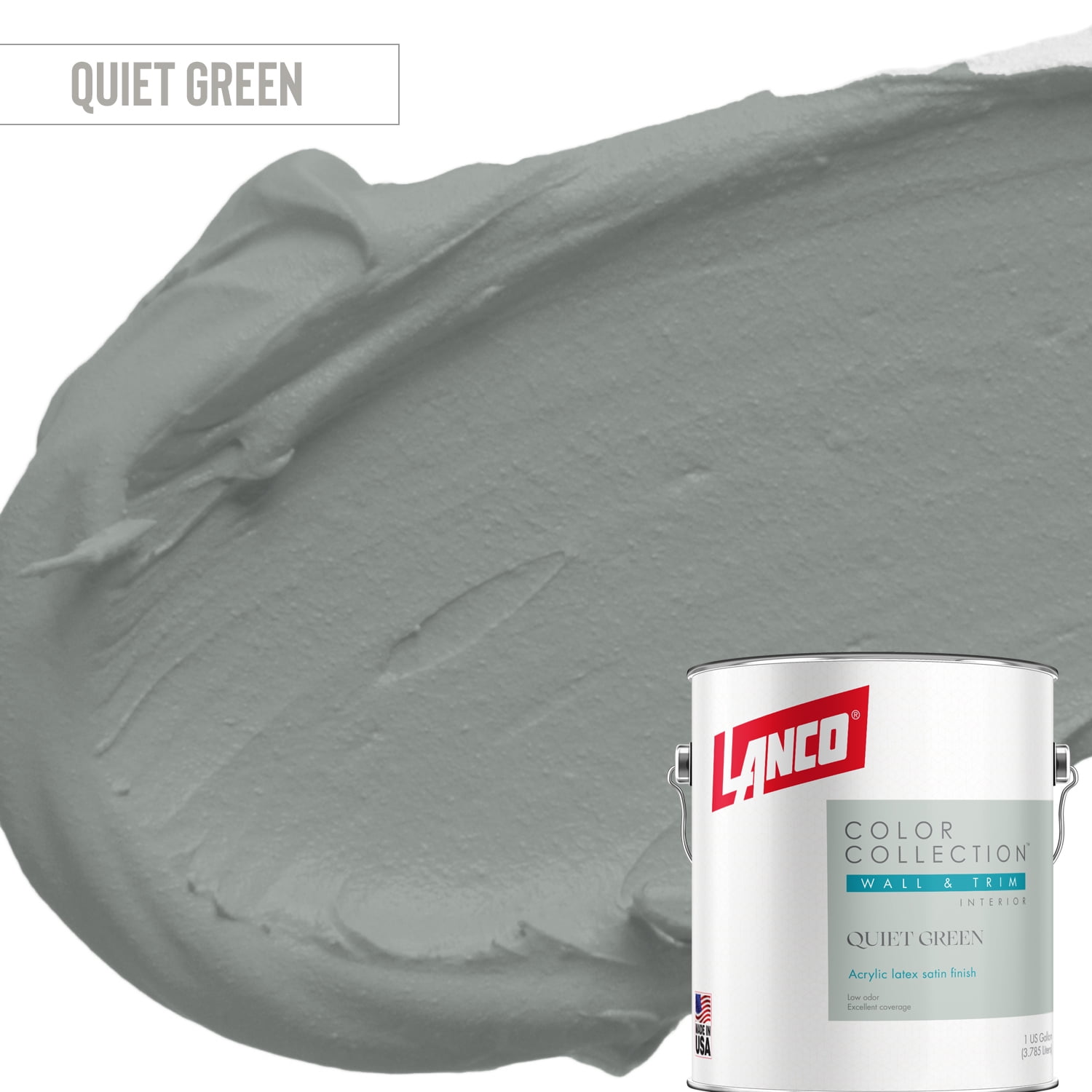 Lanco Color Collection Satin Interior Wall & Trim Paint, Quiet Green, 1 ...