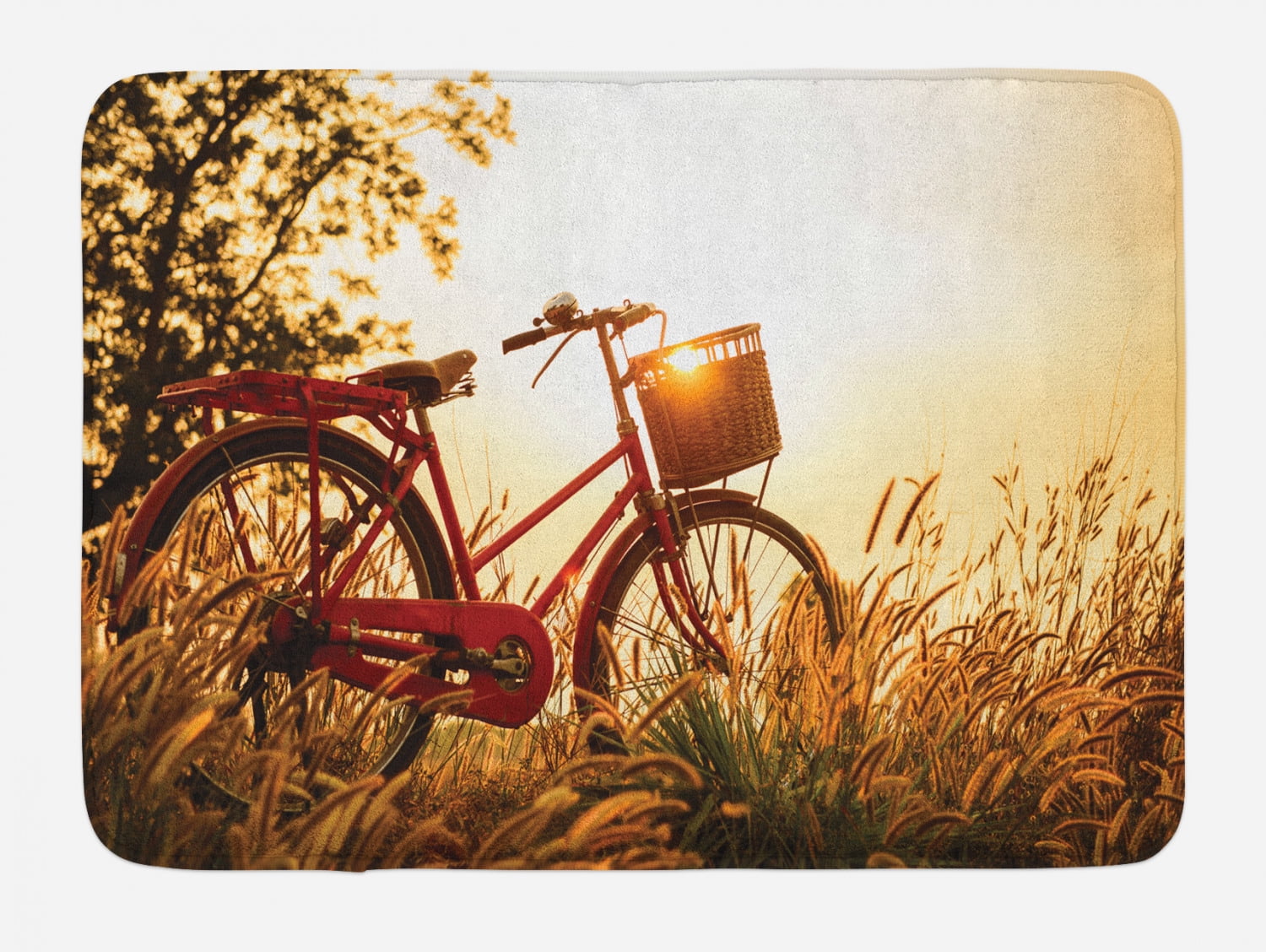 Bicycle Bath Mat, Classic Retro Style Bike in Sepia Tones Romantic ...