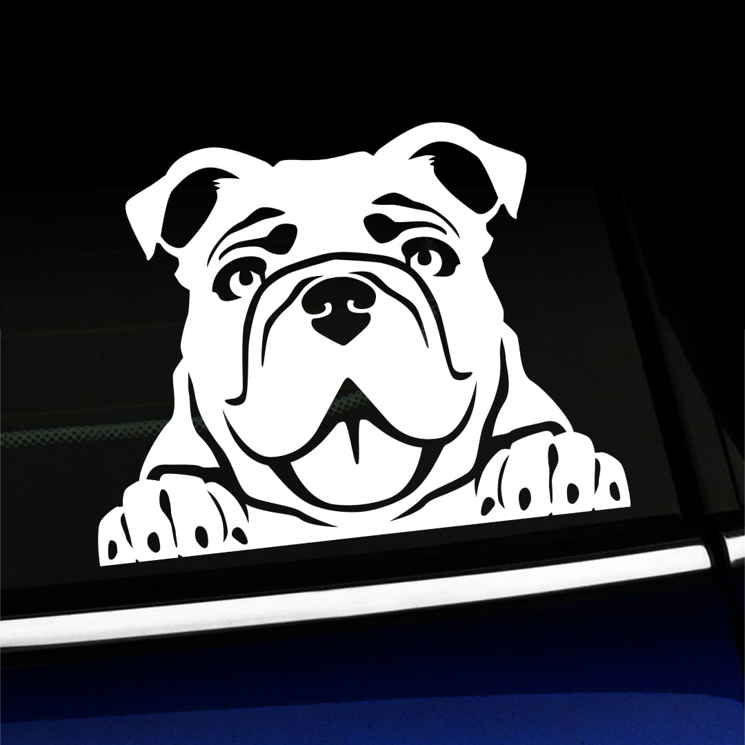 Peeking Bulldog - Vinyl Car Decal - Choose Color - [WHITE] - Walmart.com