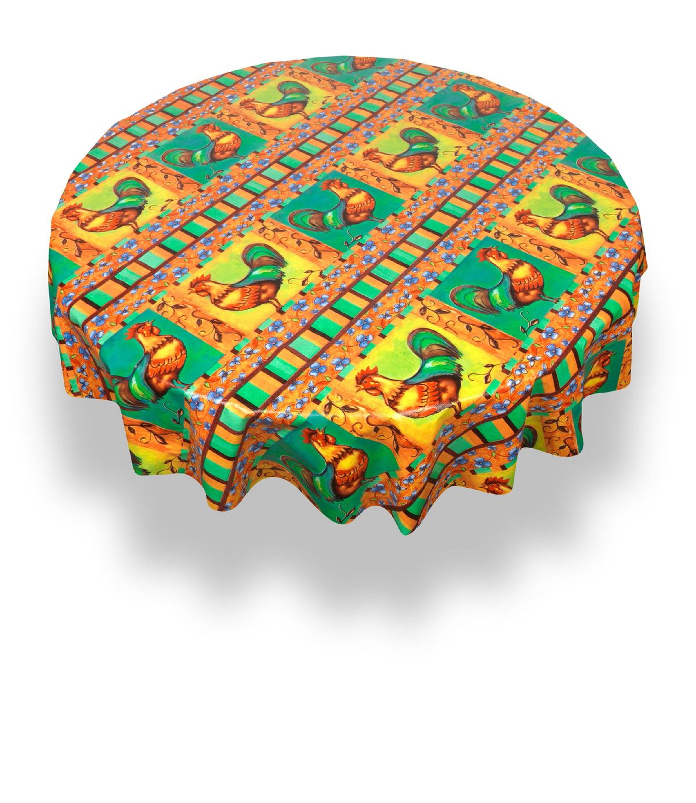 SpillGuard Flannel Backed Vinyl Tablecloth (60" Round) - Rooster ...