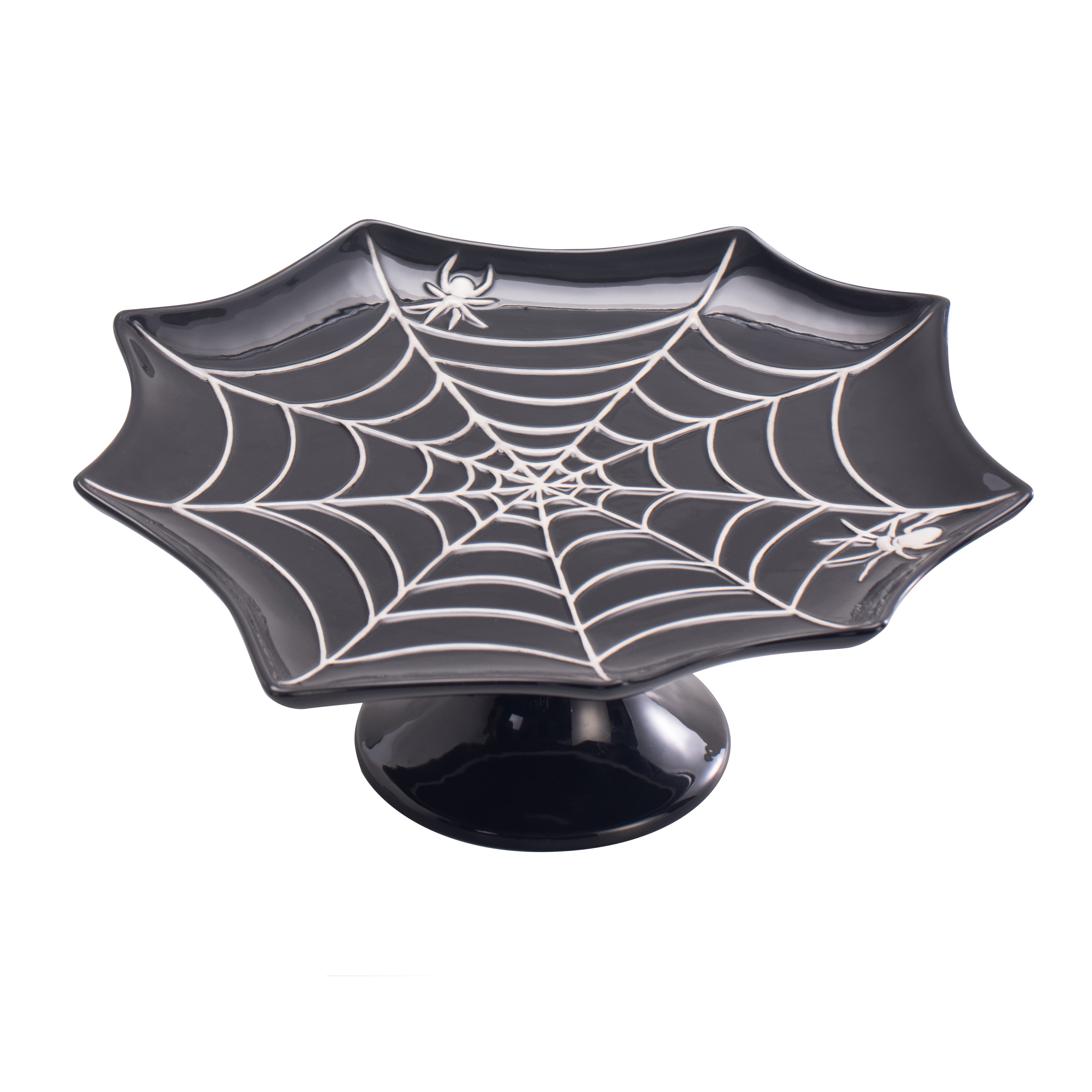 Bico Halloween Spider Web 12.7 inch Black Ceramic Cake Stand, for ...