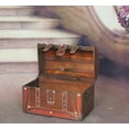 Antique Style Wood And Leather Trunk With Round Top - Walmart.com