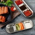 3 Compartment Stainless Steel Divided Sauce Dishes, 4 Pack Small ...