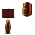 Deep Red Drum Shade Table Lamp With Mosaic Pattern Base Set of 2 ...