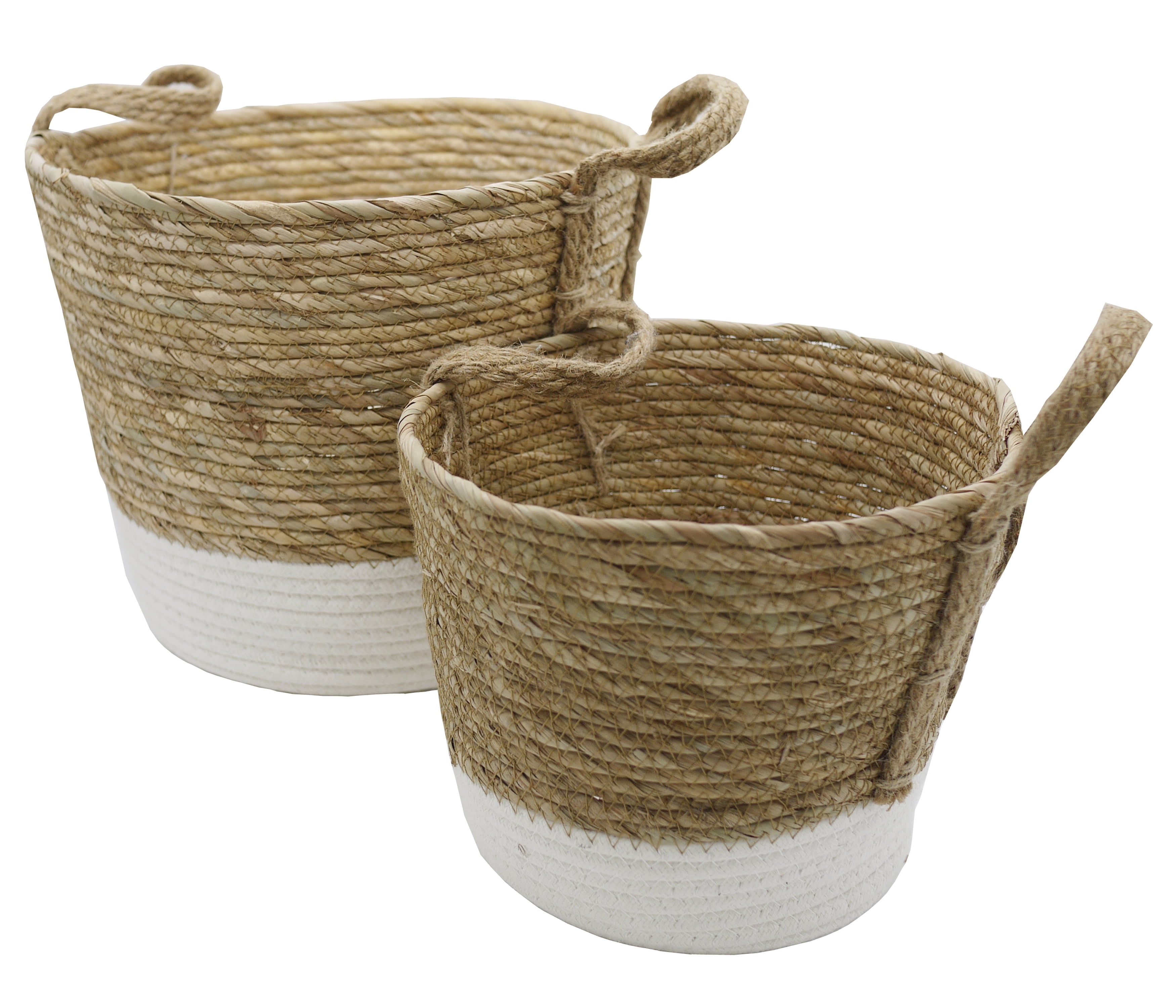 Set of 2 Nesting Basket seagrass design for Blankets Toys with Handle ...