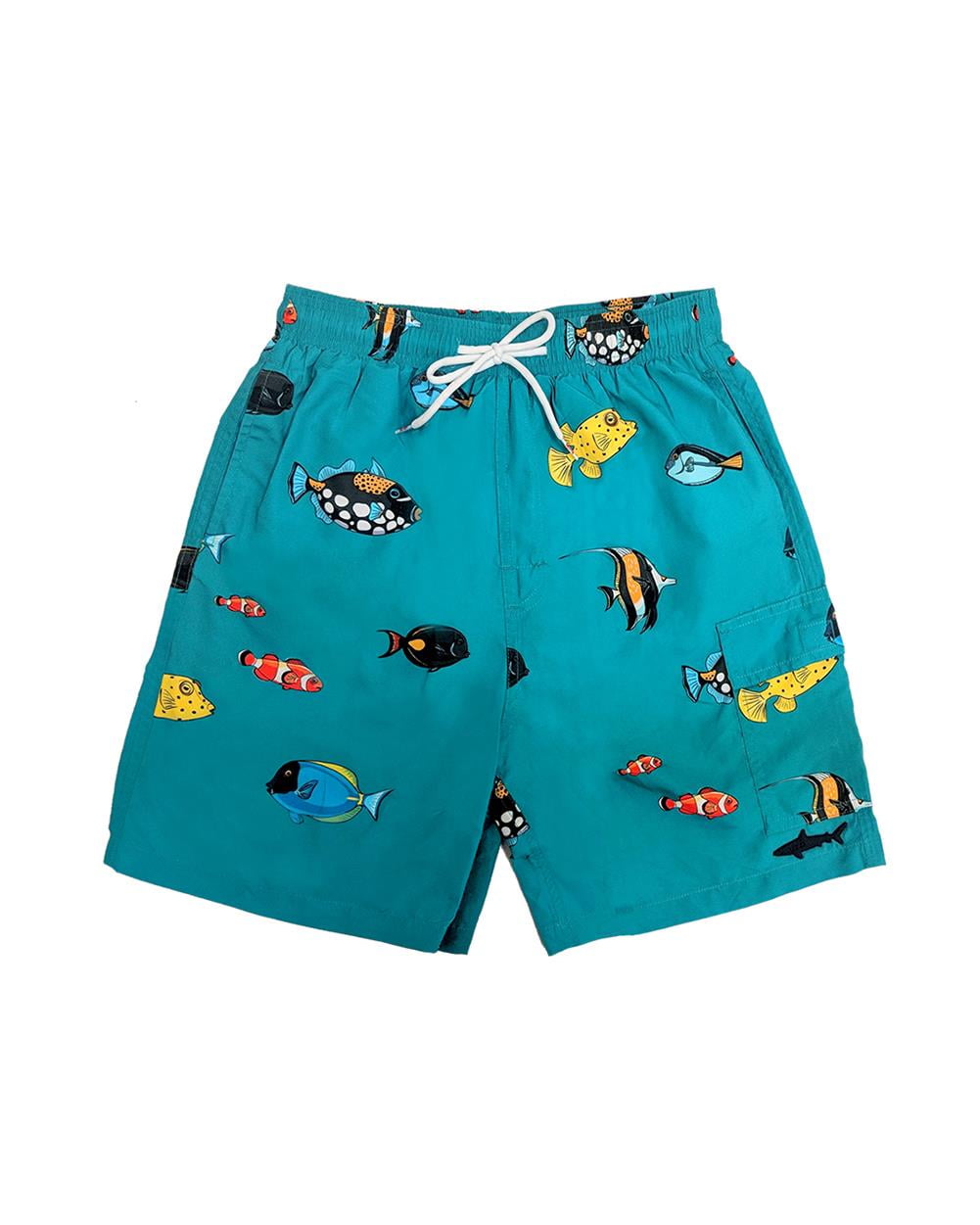 UZZI Kids Swim Shorts Fast Dry Fun Print, Turquoise, Size: 10-12, Uzzi ...