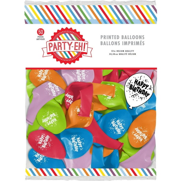 Party-Eh! Latex Balloons, 50 Printed Balloons - Walmart.ca