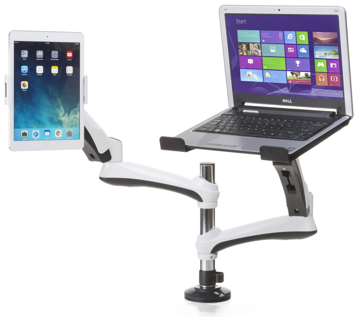 Displays2go Laptop and iPad Stand, Dual Holder for iPad Air and 1-4 ...