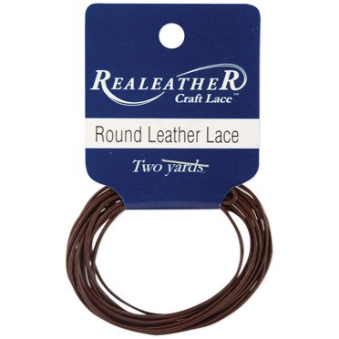 Realeather Round Leather Lace, Brown, 2mm x 72" - Walmart.com
