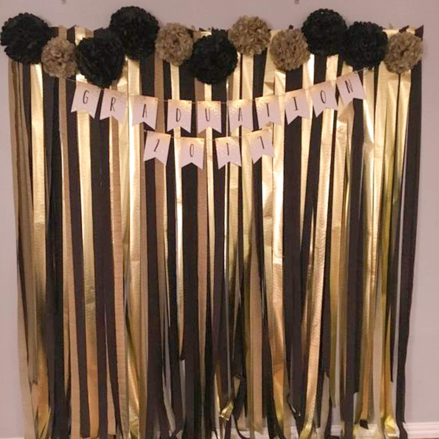 Buy Crepe Paper Streamers12 Pcs Gold Streamers, Silver and Black ...