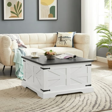 Royalcraft Farmhouse Rustic Coffee Table with Storage, White - Walmart.com