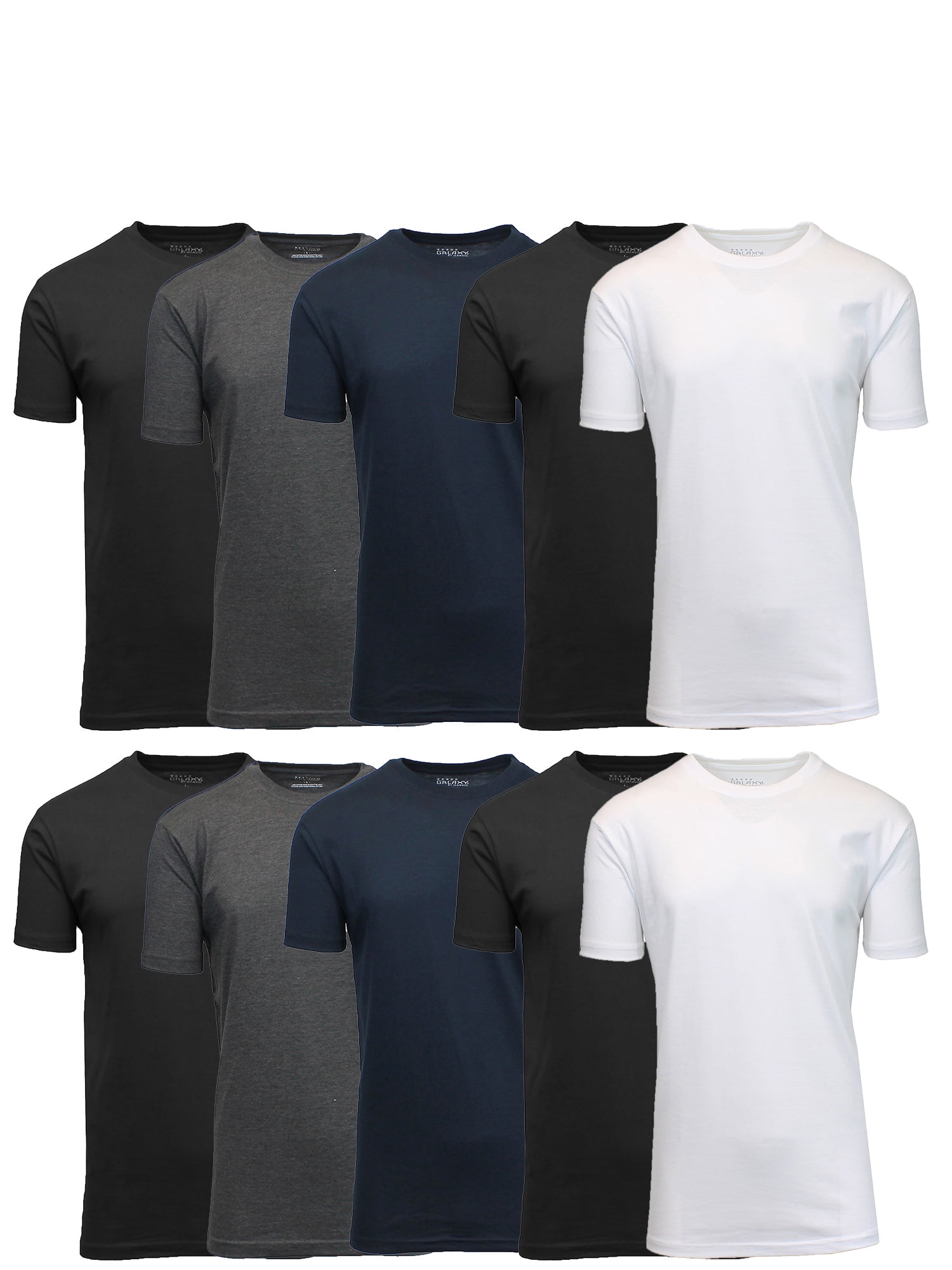 Mens Short Sleeve Crew Neck Cotton Blend Classic Tee S 3xl 10 Pack