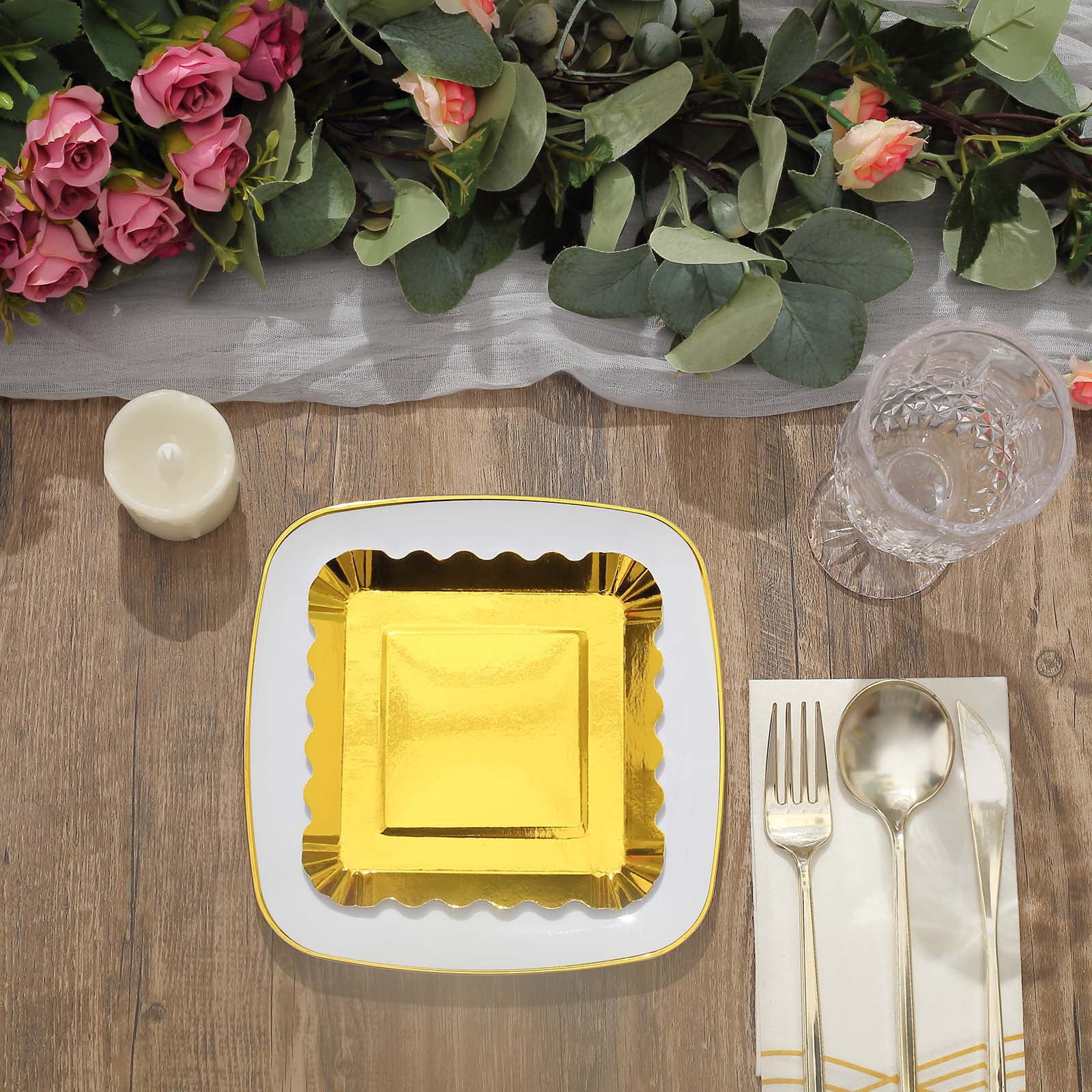 Efavormart 50 Pack | 5" Gold Foil Scalloped Rim Dessert Paper Plates ...