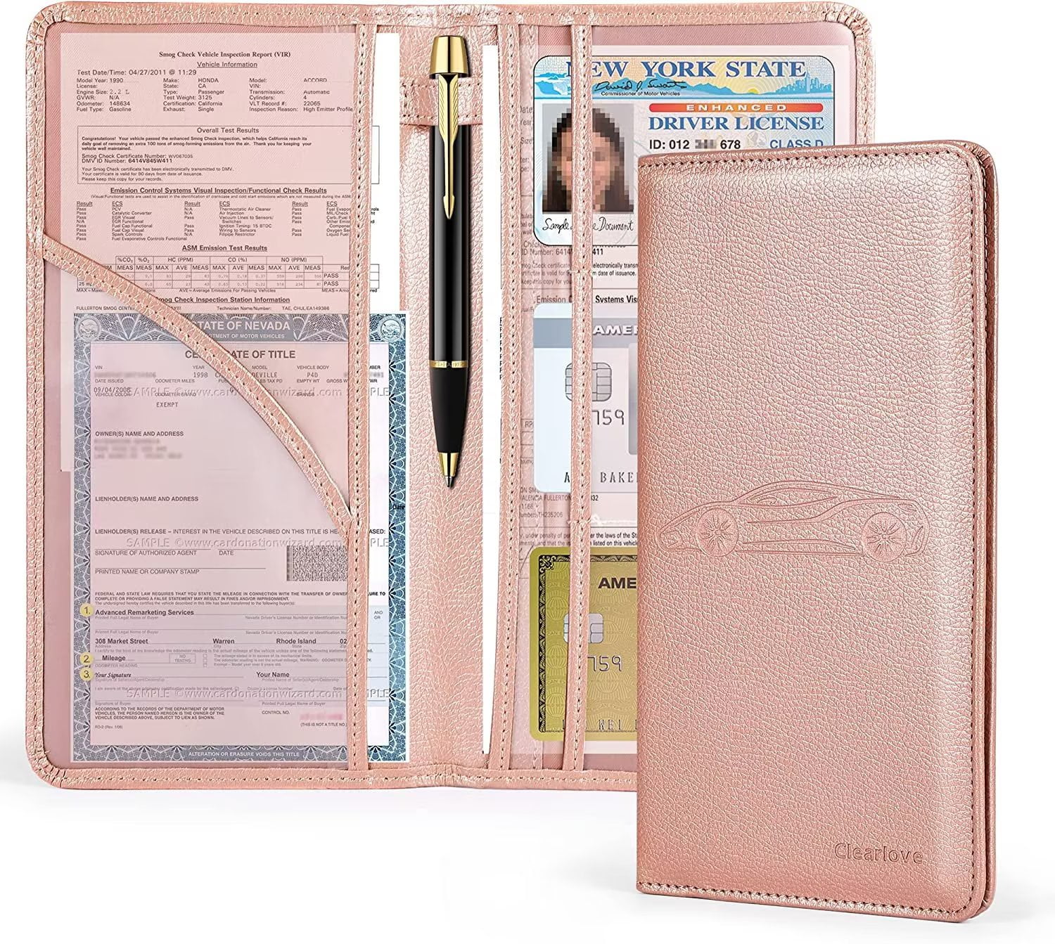 Car Registration and Insurance Holder Auto Glove Box Organizer Car ...