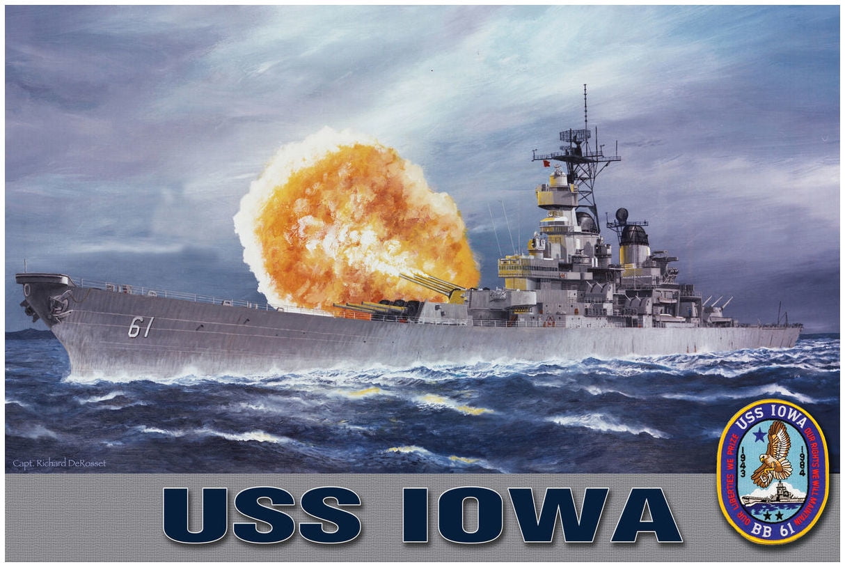 USS Iowa Broadside Giclee Art Print Poster by Richard DeRosset (30" x ...