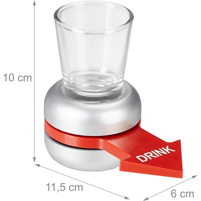 Relaxdays Drinking Game, Spin The Bottle with Red Arrow and Glass, Fun ...