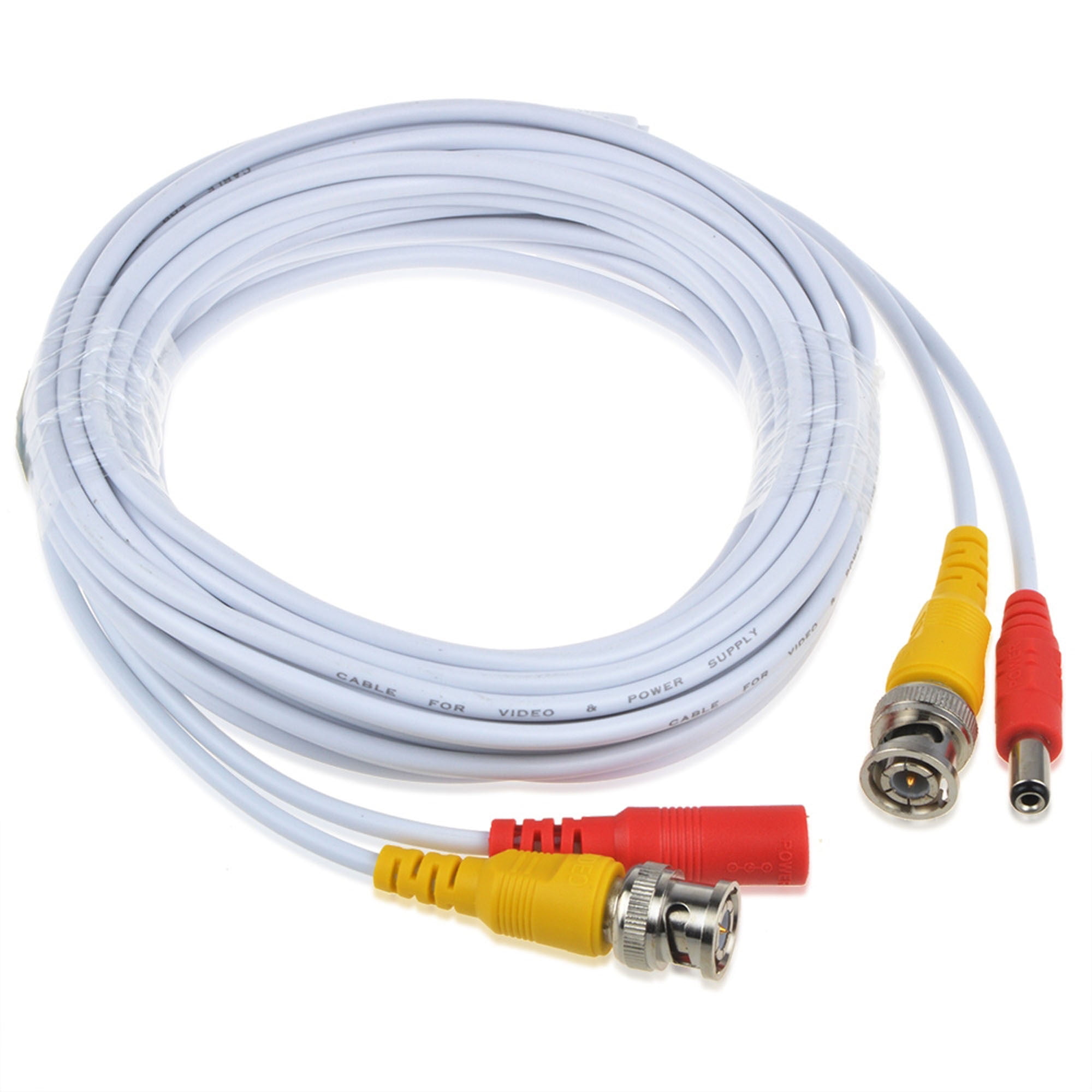 KONKIN BOO 25ft White BNC Video Power Siamese Cable replacement for Analog AHD CVI CCTV Camera ...