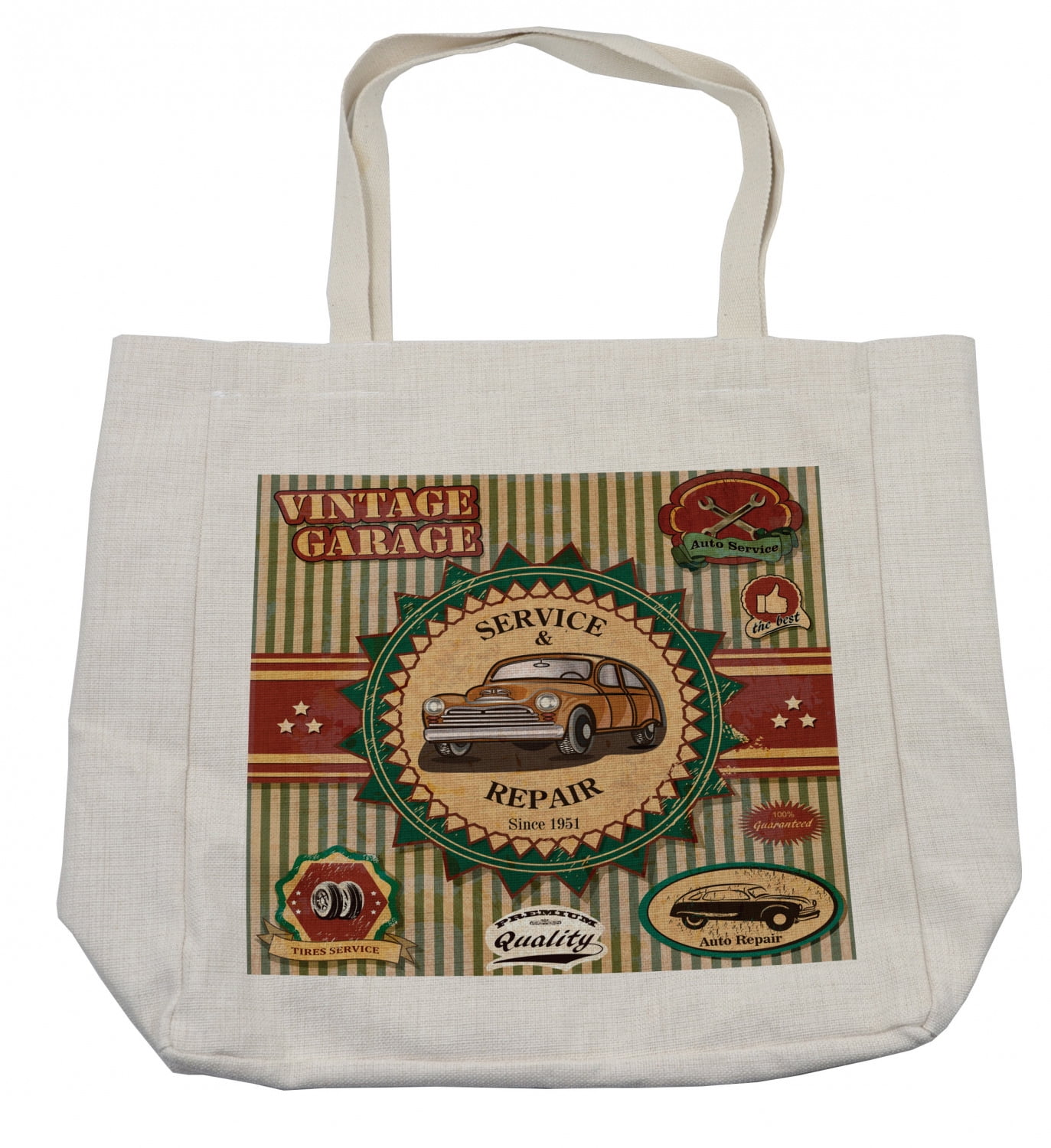 Retro Shopping Bag, Composition of Vintage Retro Car Emblem in Faint ...