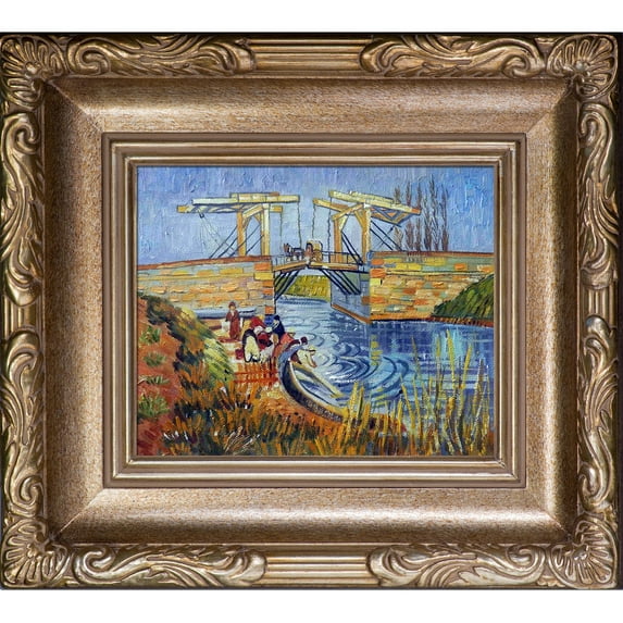 Langlois Bridge at Arles with Women Washing with Florentine Dark ...